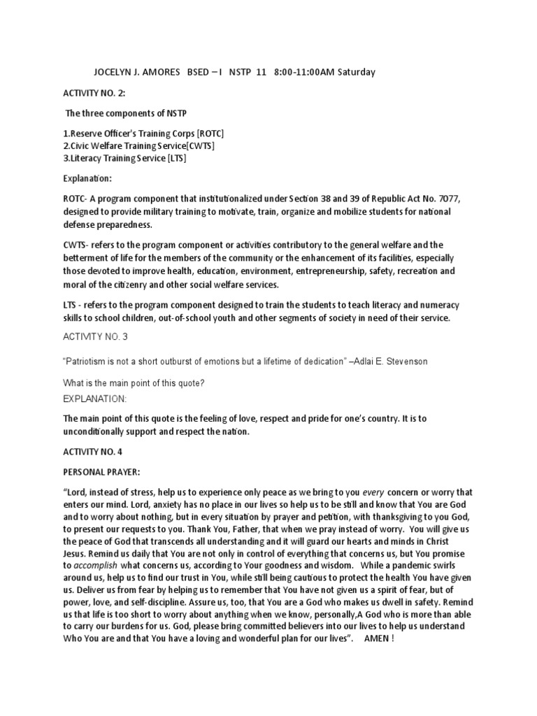 An Overview of the Three Components of the National Service Training ...