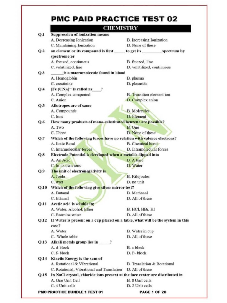 PMC Practice Test 2 | PDF