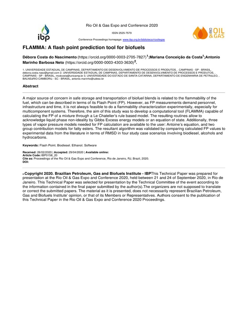 FLAMMA: A Flash Point Prediction Tool For Biofuels | PDF | Biofuel ...