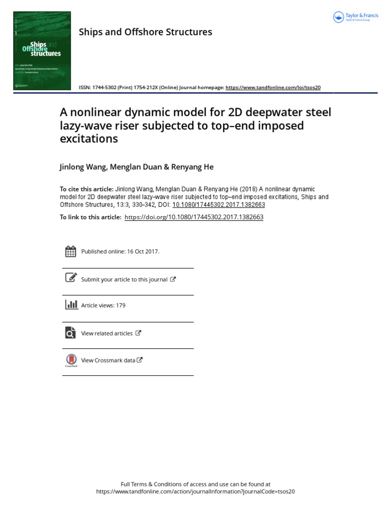 A Nonlinear Dynamic Model For 2D Deepwater Steel Lazy Wave Riser ...