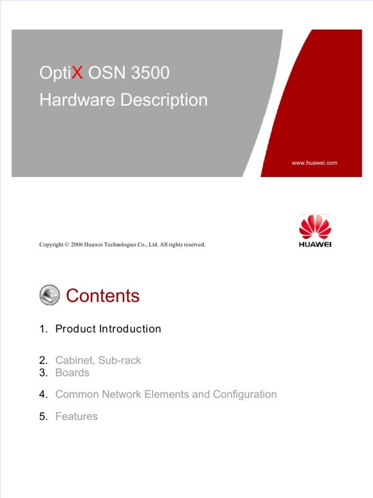 8 Optix Osn 3500 Hardware Description Issue 130 | PDF | Network Protocols | Information And ...