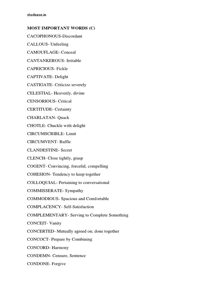 Vocab Words C | PDF