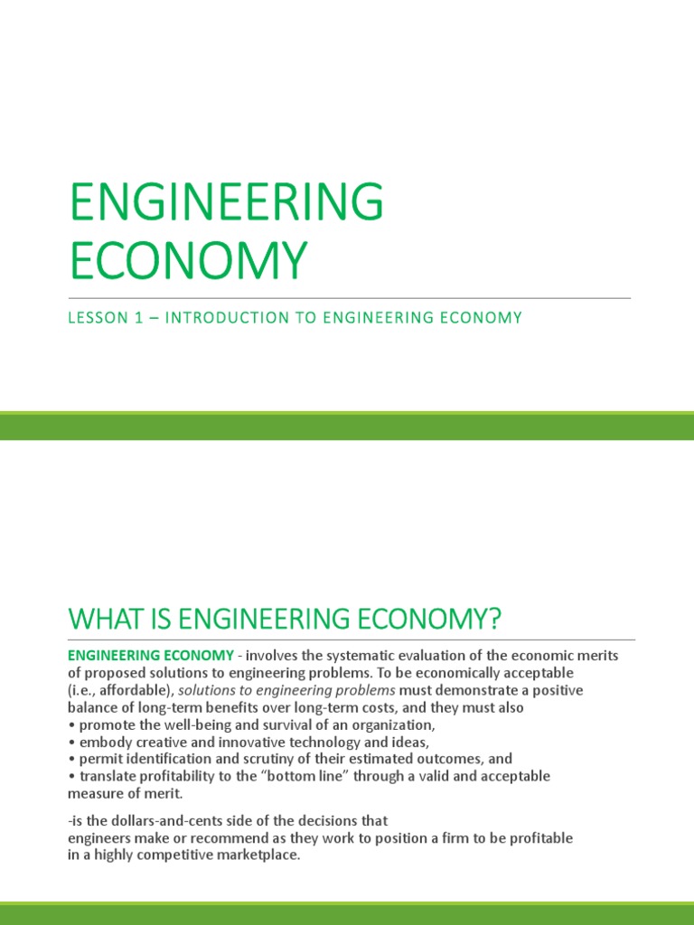 Lesson 1 Engineering Econ | PDF | Economics | Design