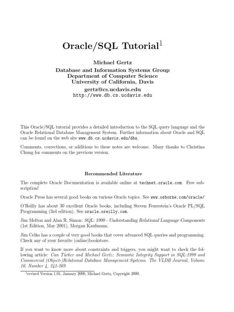 Oracle Tutorials | PDF | Relational Database | Table (Database)