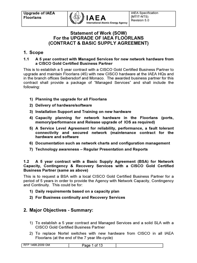 Statement of Work (SOW) | PDF | Computer Network | Cisco Systems