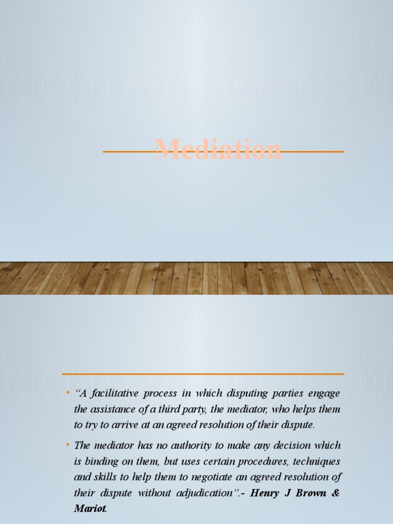 Mediation - Unit-2 | PDF | Mediation | Arbitration