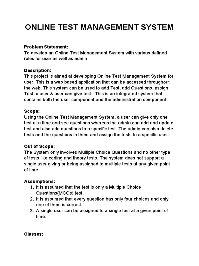 Online Test Management System Docs | PDF | Multiple Choice | Computer ...
