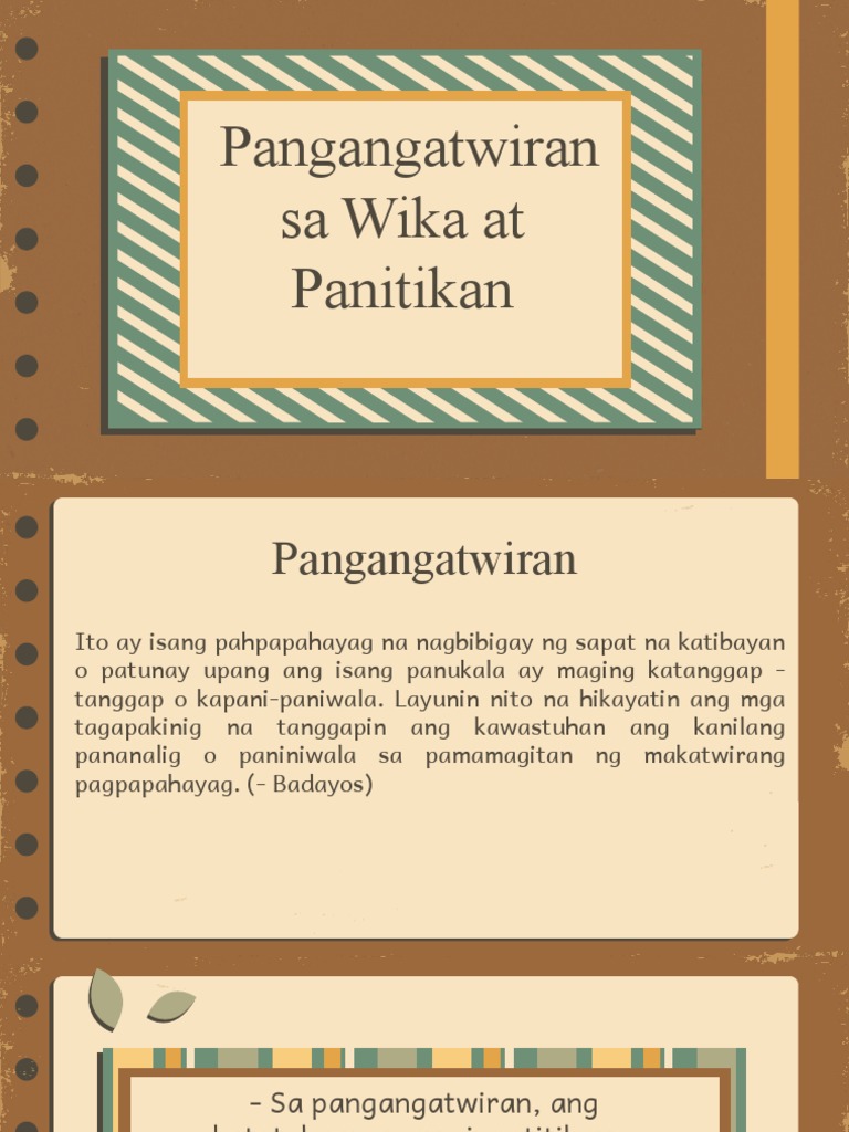 Pangangatwiran Sa Wika at Panitikan | PDF