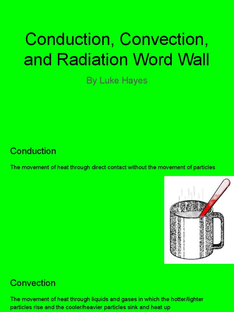 Conduction, Convection, and Radiation Word Wall | PDF