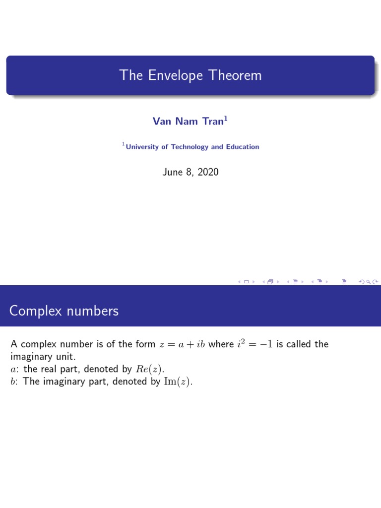The Envelope Theorem: Van Nam Tran | Download Free PDF | Complex Number ...