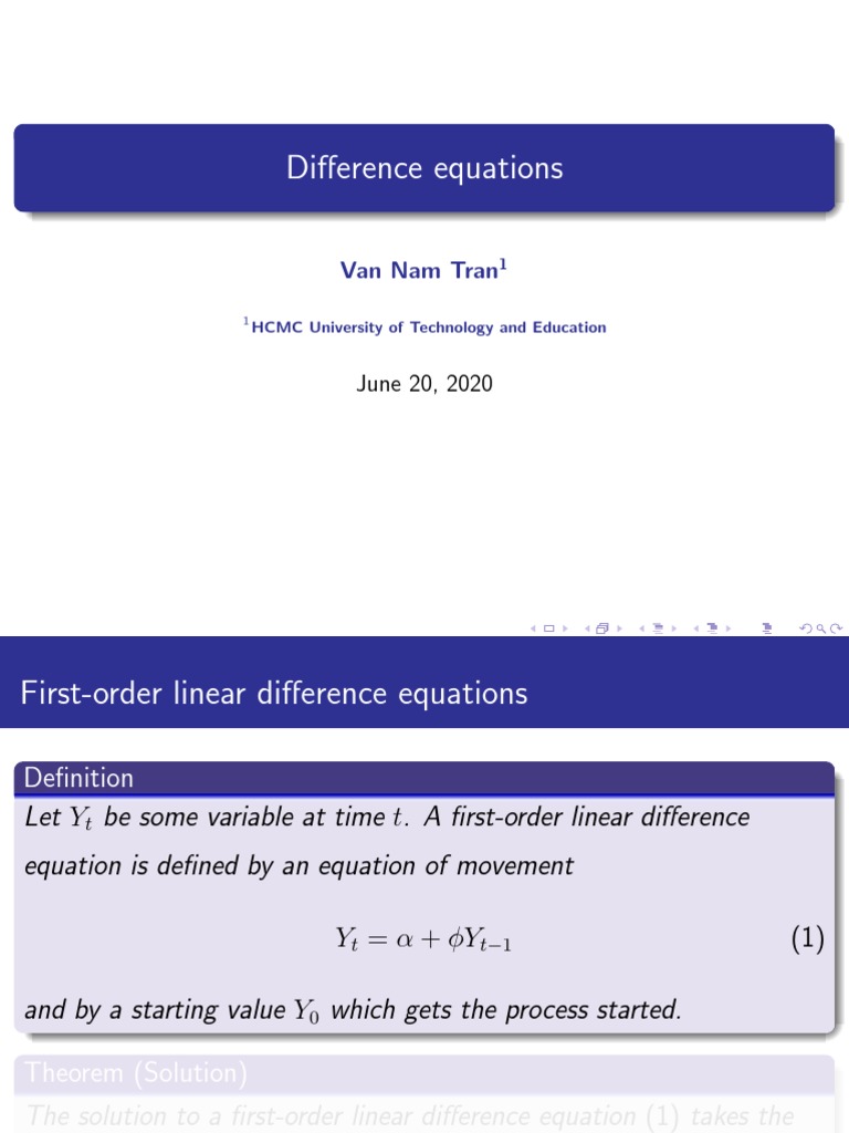 Difference Equations | PDF | Recurrence Relation | Equations