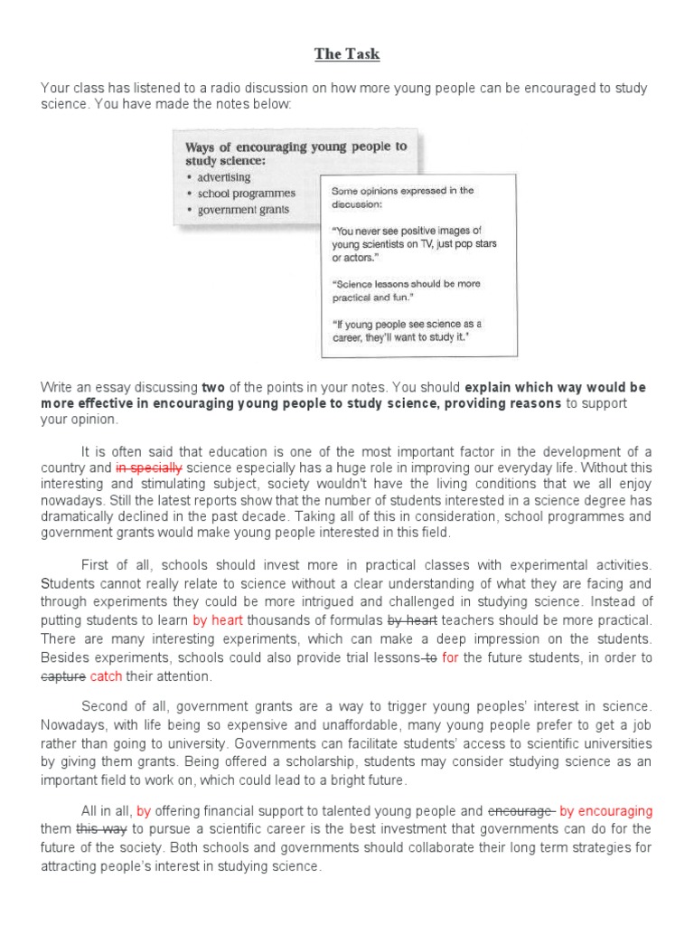 Model Eseu Ways of Encouraging Young People To Study Science | PDF ...