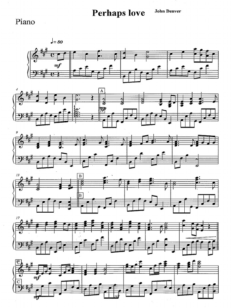 Perhaps Love - Piano | PDF