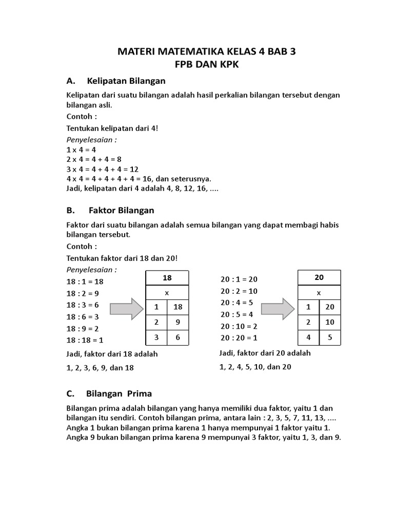 Materi Matematika Kelas 4 Bab 3 | PDF