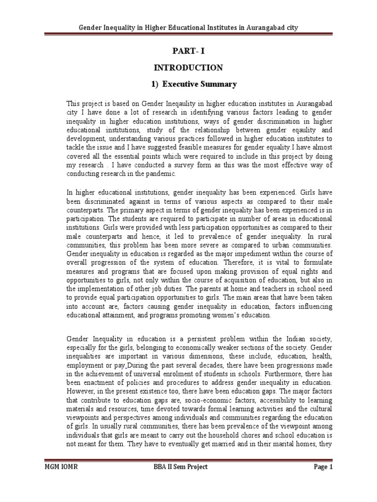 Gender Inquality in Higher Education Project | PDF | Gender Inequality ...
