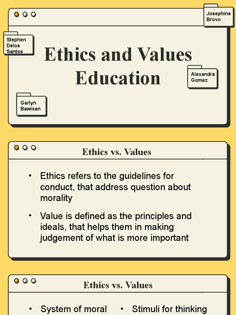 Ethics and Values Education: Josephine Brovo | PDF | Morality | Value ...