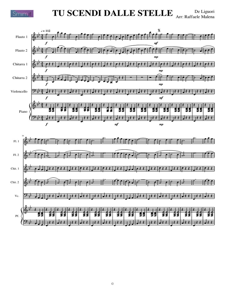 Orchestra Natale Tu Scendi Dalle Stelle Malena Partitura - e - Parti | PDF