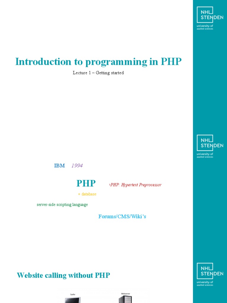 Introduction To Programming in PHP: Lecture 1 - Getting Started | PDF | Php | Variable (Computer ...