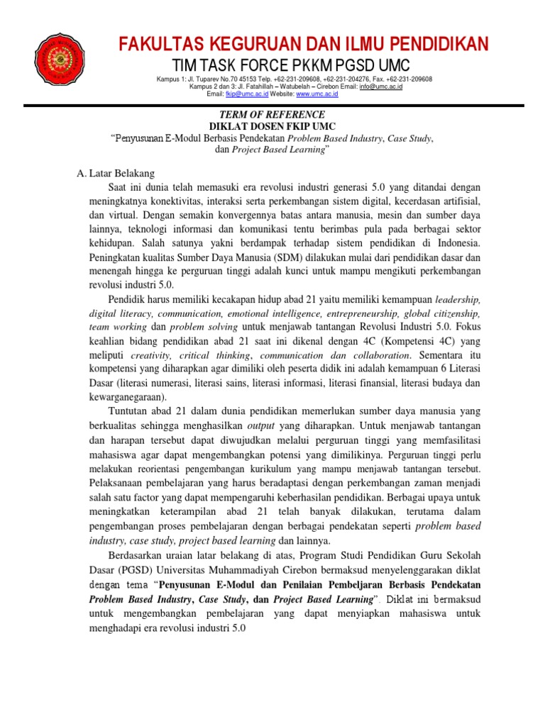 ToR Diklat E-Modul | PDF