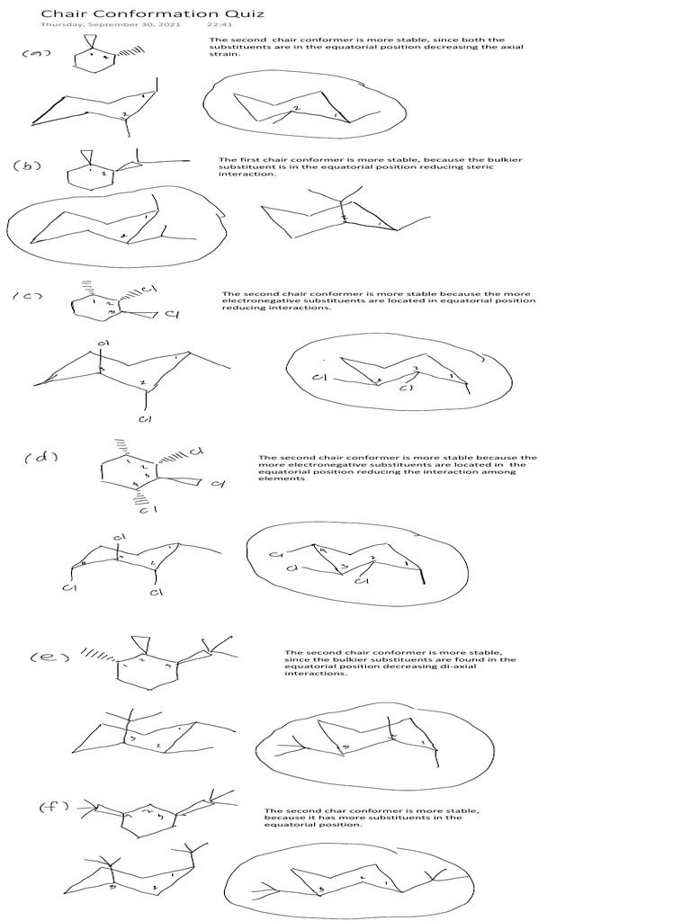 Chair Conformation Quiz | PDF