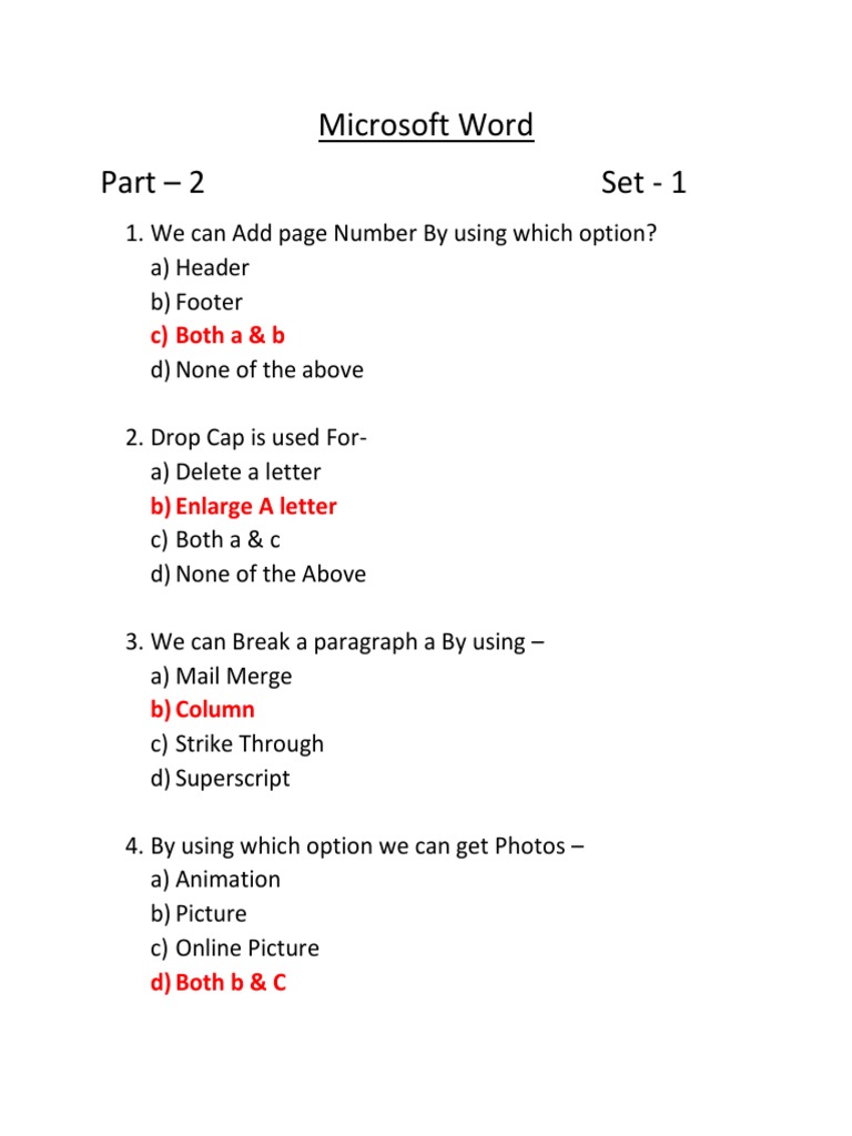 MS Word Part - 2 | PDF | Microsoft Word | Computer Science