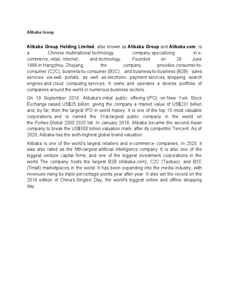 Alibaba Group | PDF | Economies | Alibaba Group