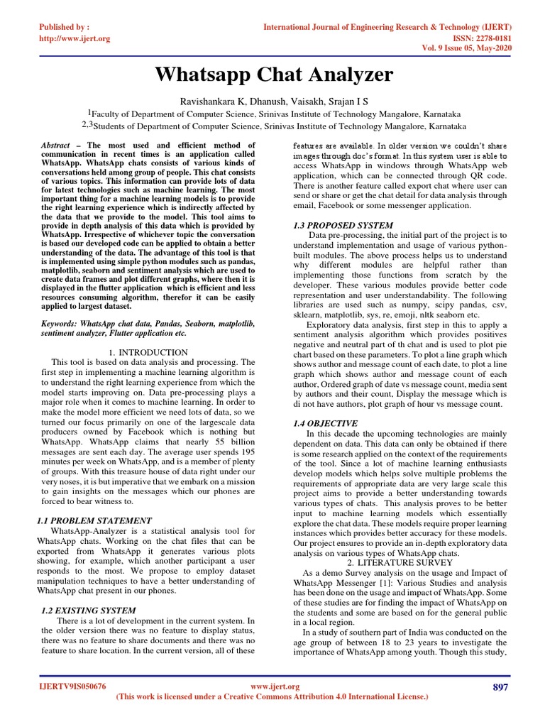 Whatsapp Chat Analyzer IJERTV9IS050676 | PDF | Json | Java Script