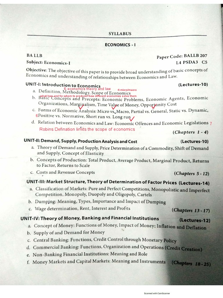 Economics-I Detailed Syllabus | PDF | Business