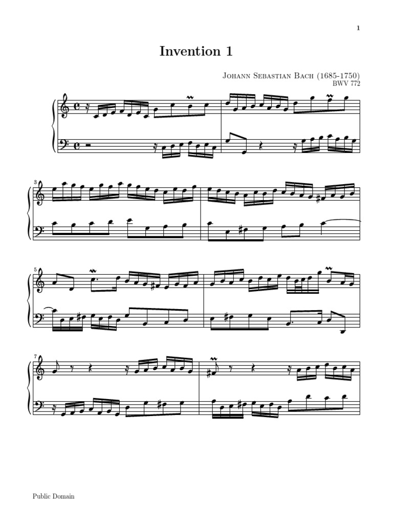 Invention 1: Johann Sebastian Bach (1685-1750) | PDF | Bach Werke ...
