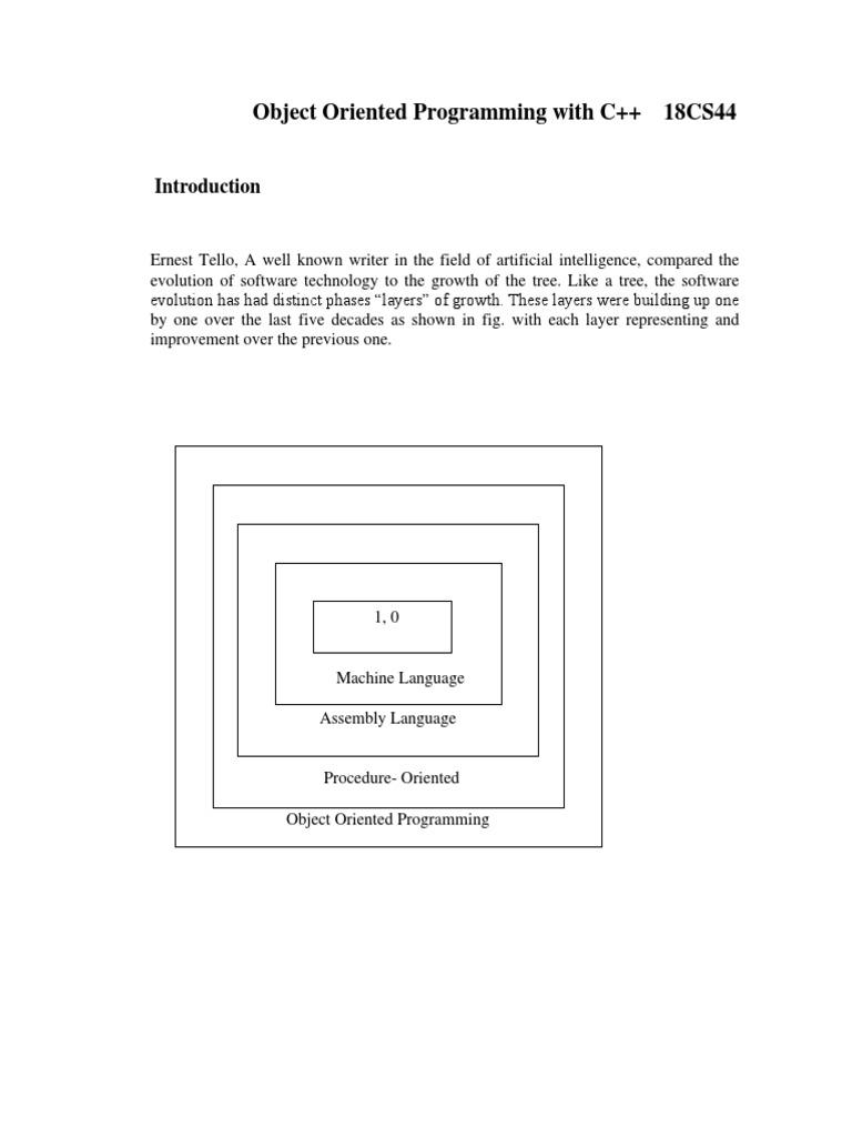 Object Oriented Programming With C 18cs44 Pdf C Object Computer Science