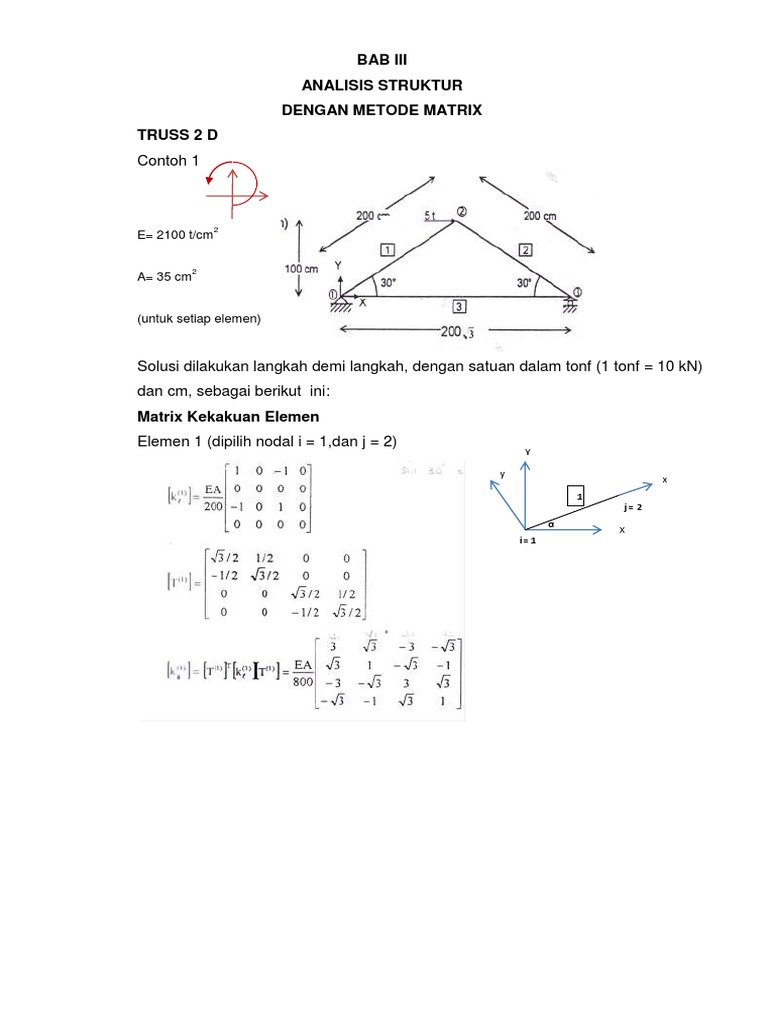 Contoh Truss 2D MATRIX | PDF