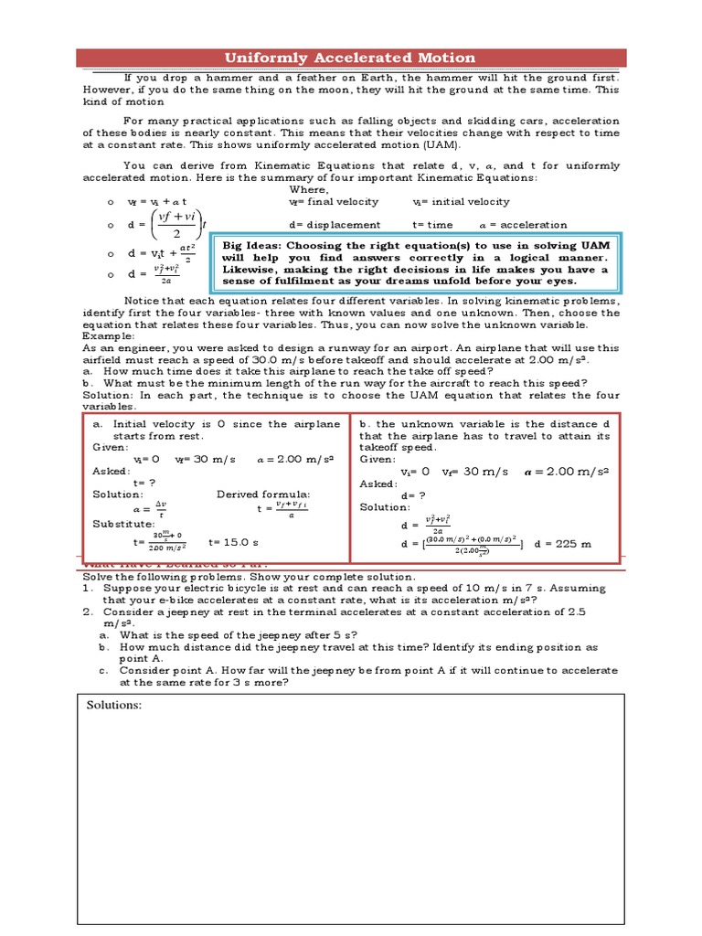 Physics of Accelerated Motion | PDF | Acceleration | Velocity
