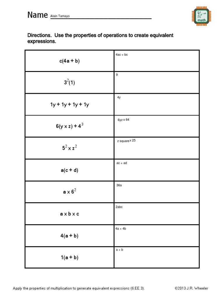 Name - : Directions. Use The Properties of Operations To Create ...