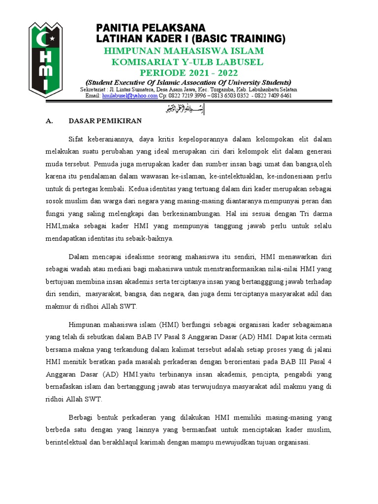 Proposal Lk1 2021 | PDF | Pengembangan Diri