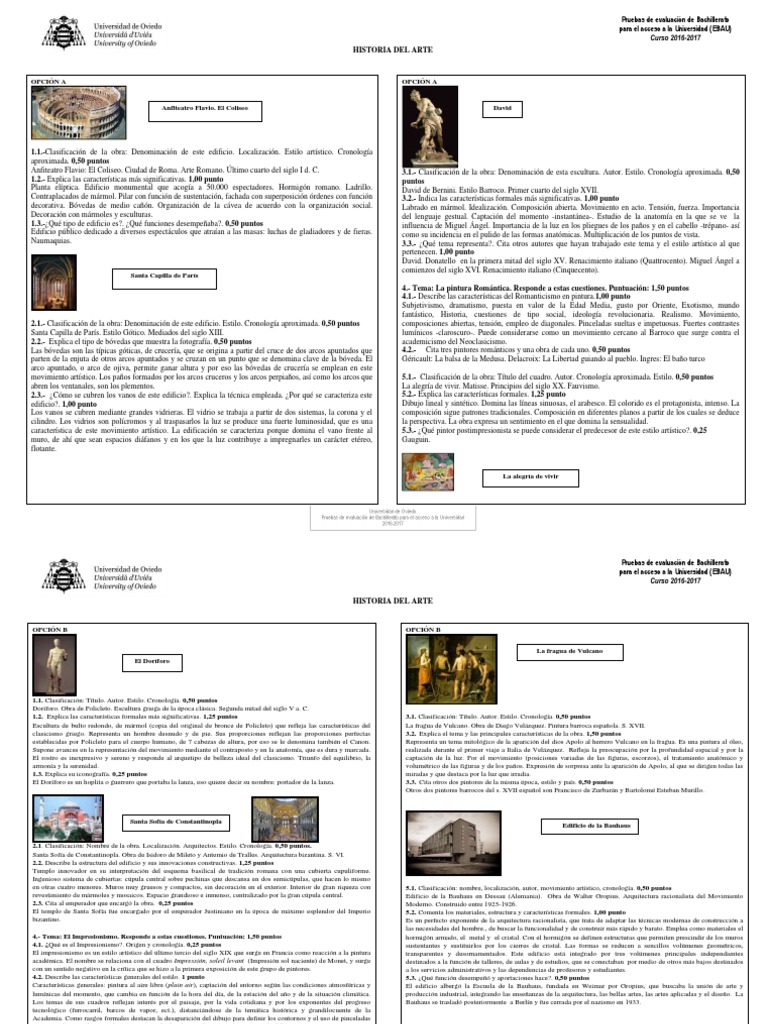 Historia Del Arte Examen Resuelto | PDF | Pinturas | Impresionismo