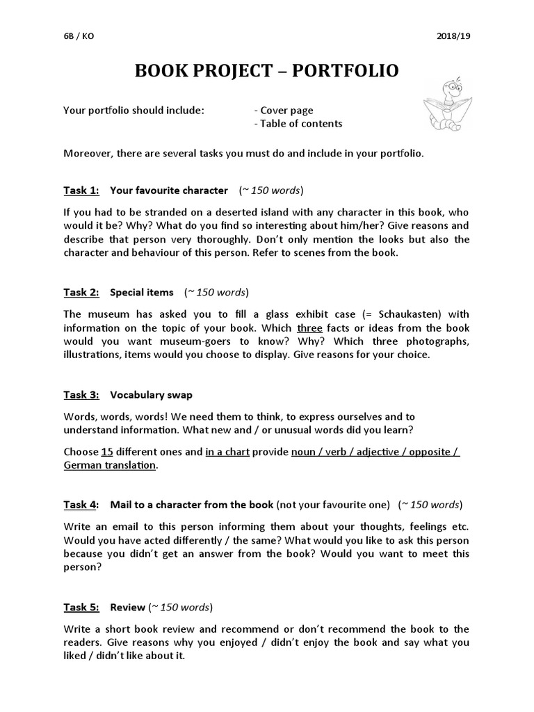 Book Project Portfolio 6B | PDF | Books | Word
