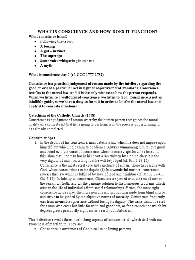 Conscience Law Decision-Making Handout | PDF | Conscience | Catholic Church