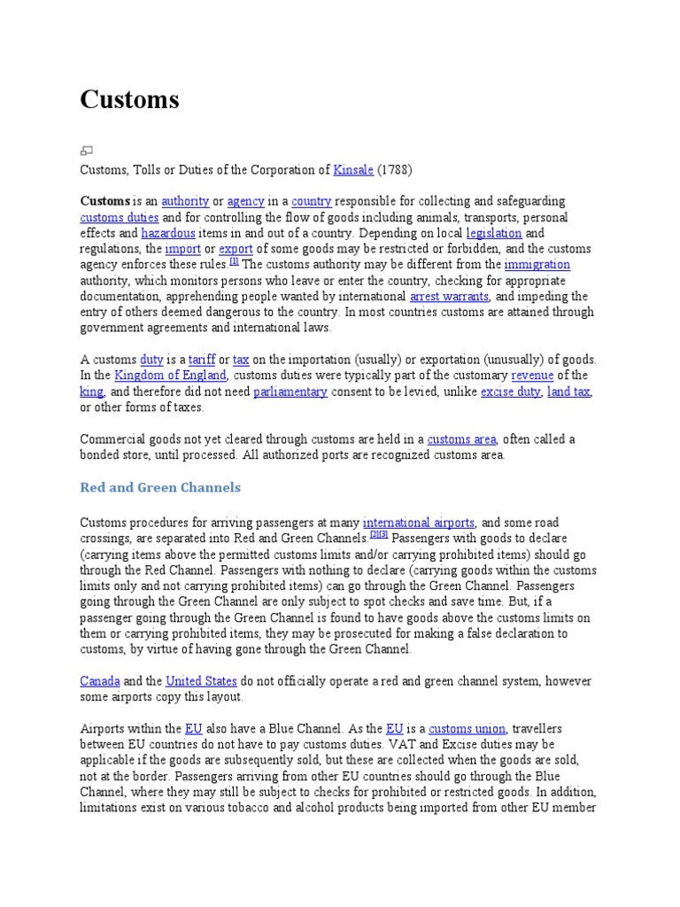 Customs | PDF | Customs | Government