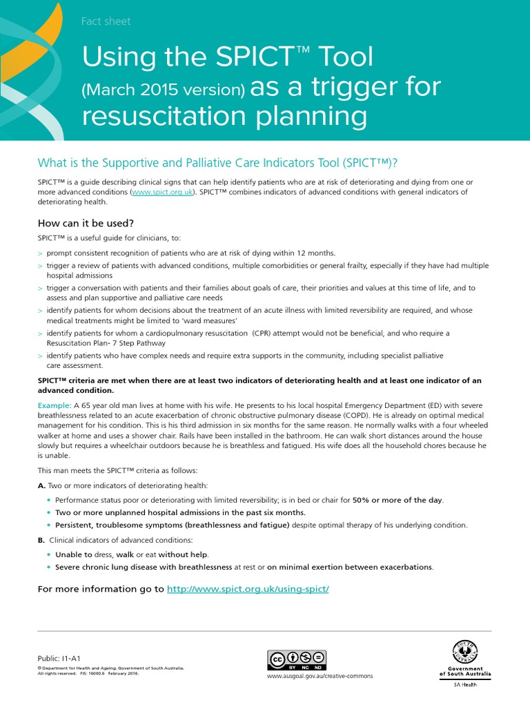 Using The SPICT™ Tool As A Trigger For Resuscitation Planning | PDF ...