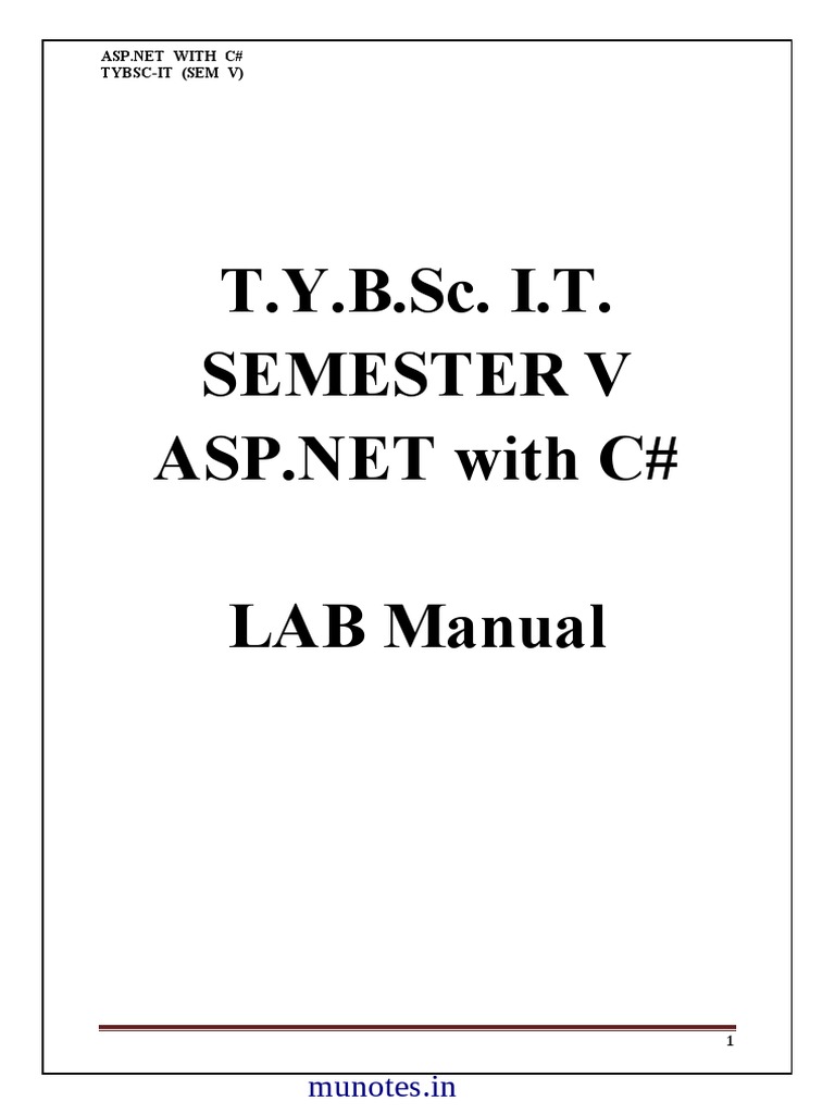 ASP.NET C# Lab Manual TYBSC-IT | PDF | C Sharp (Programming Language ...
