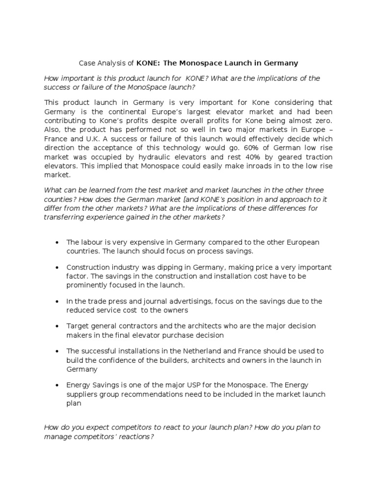 Case Analysis Kone Monospace | Download Free PDF | Elevator | Germany