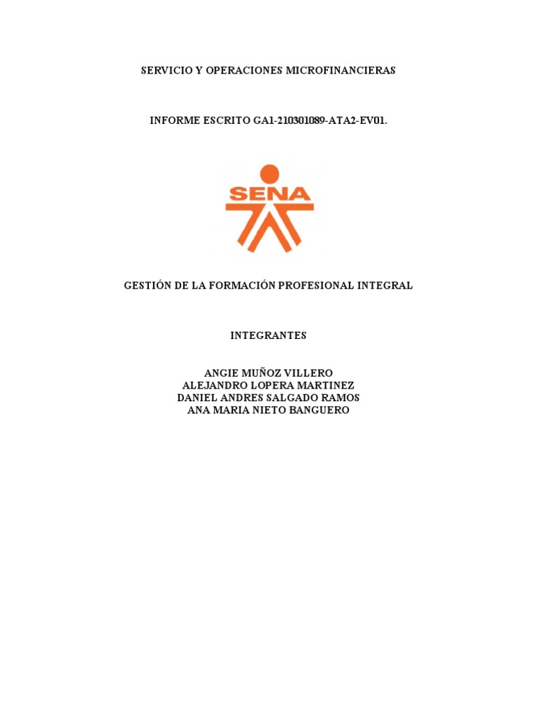 Informe Escrito SENA | PDF | Agricultura | Bancos