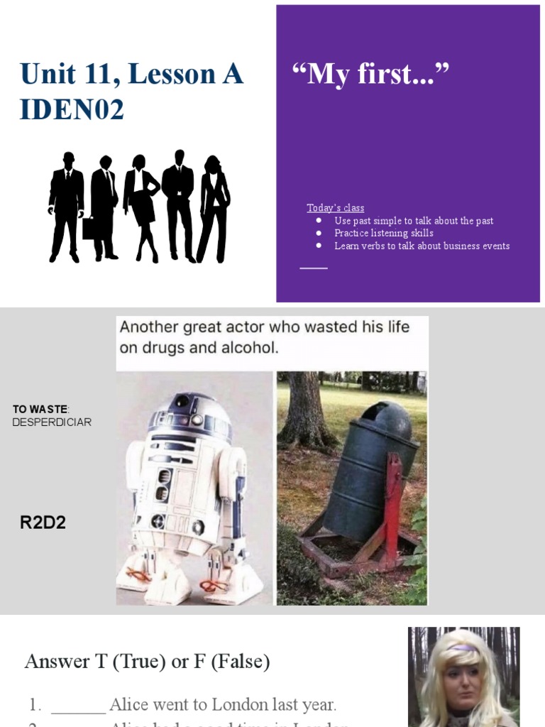 Unit 11, Lesson A "My First... " | PDF | Cognition | Linguistics