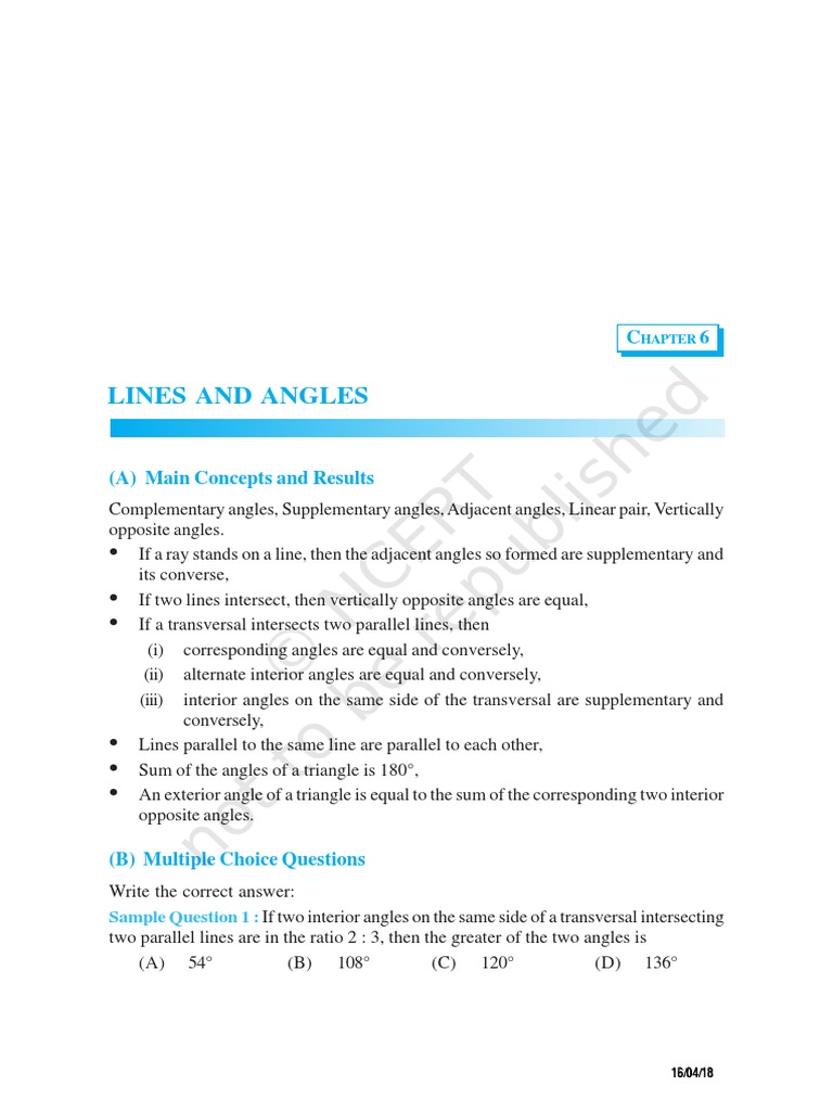 Lines and Angles: Sample Question 1 | PDF | Triangle | Mathematics