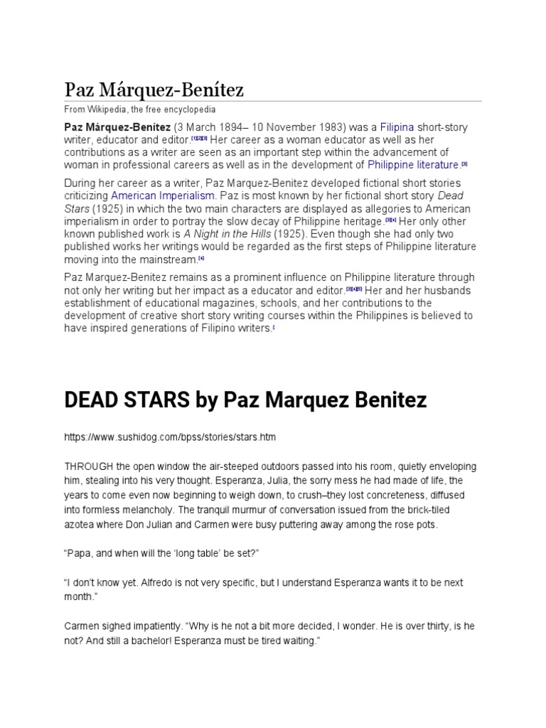 DEAD STARS by Paz Marquez Benitez | PDF | Poetry