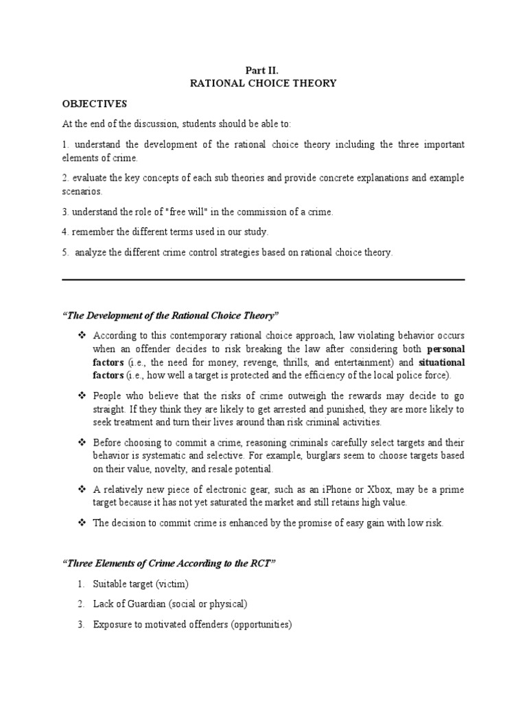 Rational Choice Theory for Students | PDF | Punishments | Crime & Violence