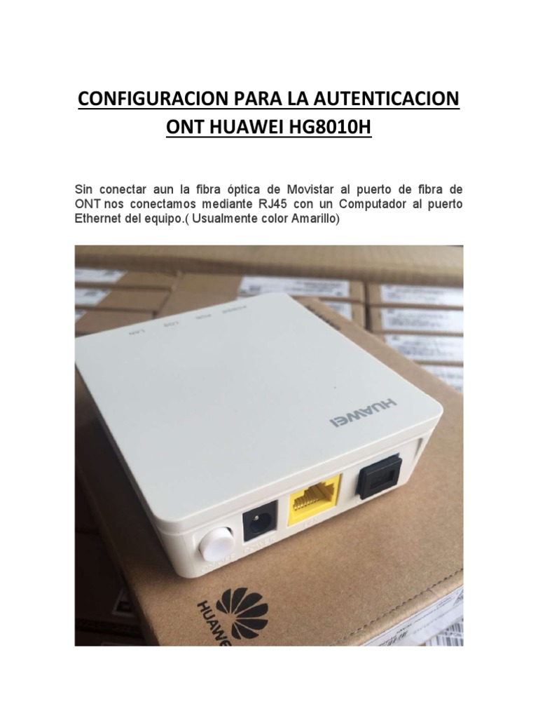 Manual Conf Autenticacion Ont Huawei HG8010H | PDF