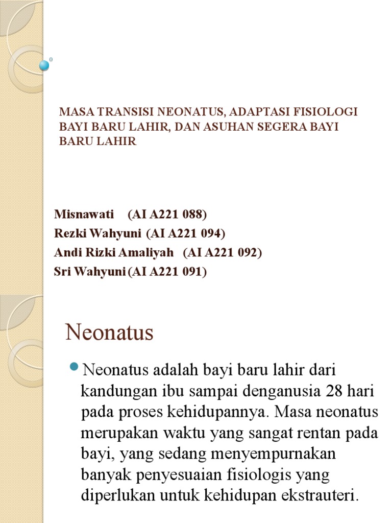 Masa Transisi Neonatus dan Adaptasi Bayi | PDF | Kesehatan Holistik