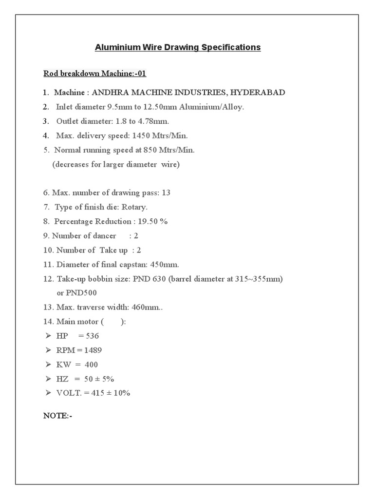Aluminium Wire Drawing Specifications (New) | PDF | Wire | Mechanical ...