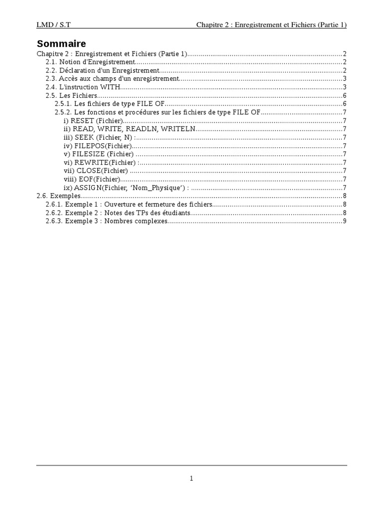 Chapitre 2 - Enregistrements Et Fichiers | PDF | Fichier informatique | Pointeur (programmation)